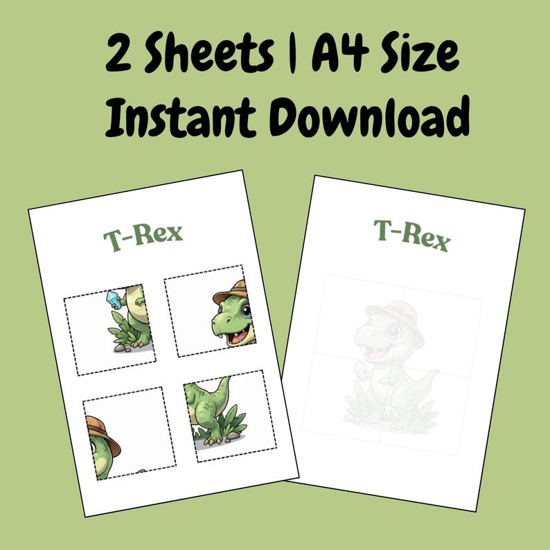 T-rex Cut & Paste Puzzle for Preschool | Dinosaur Fine Motor Activity ...