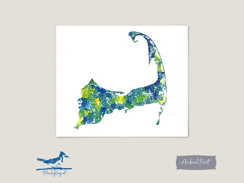 Cape Cod Map Art Print Watercolor Map of Cape Cod | Etsy