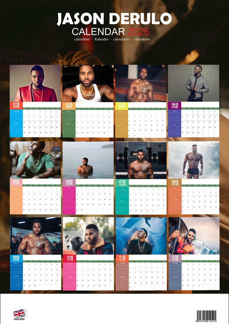 Jason Derulo 2026 A3 Wall Calendars - Etsy
