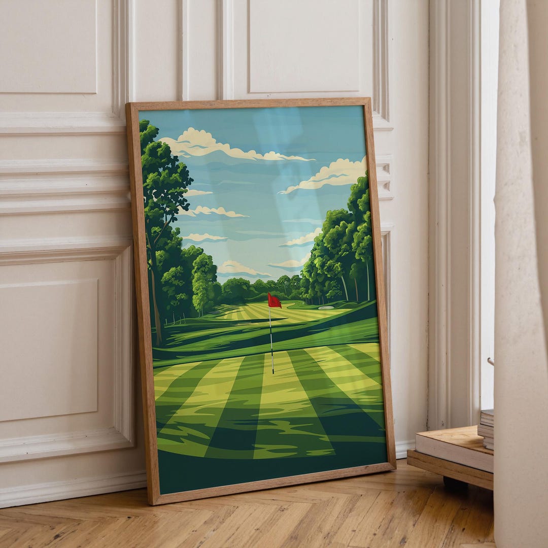 Abstract Golf Course Wall Art, Modern Golf Print, Minimalist Fairway ...