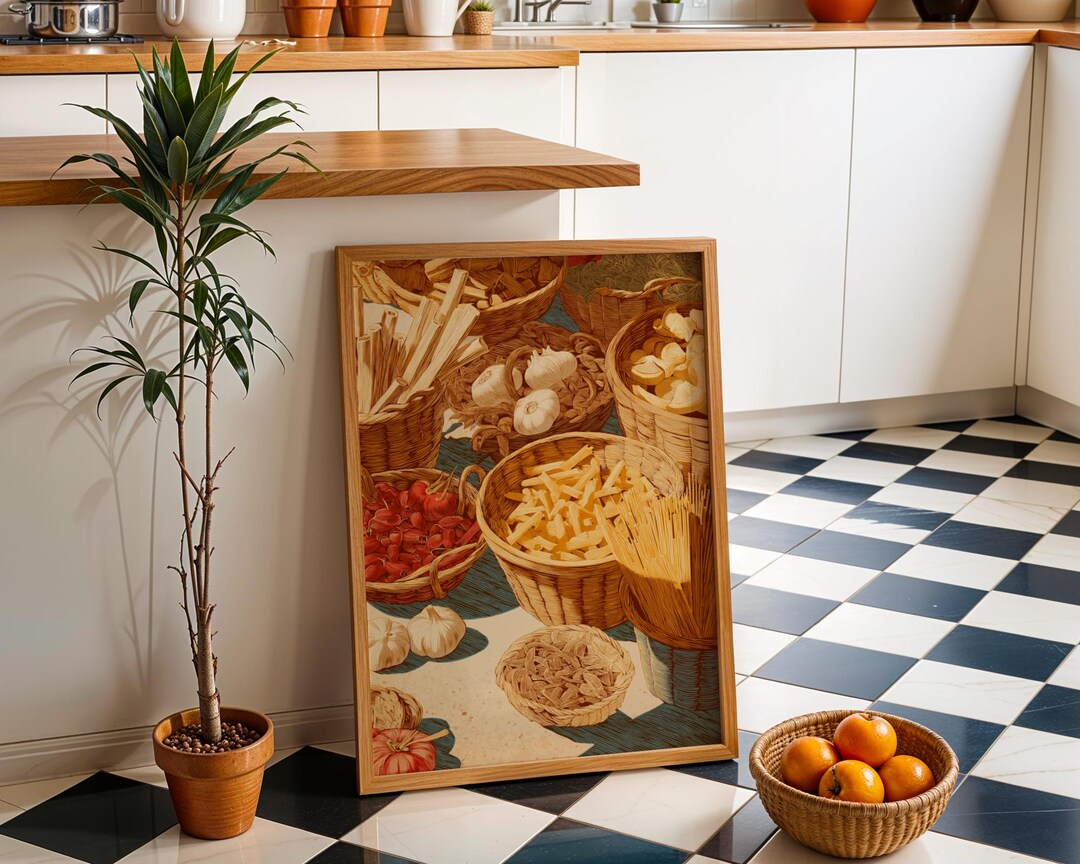 Italian Food Wall Art, Rustic Pantry Poster, Pasta Illustration Print ...