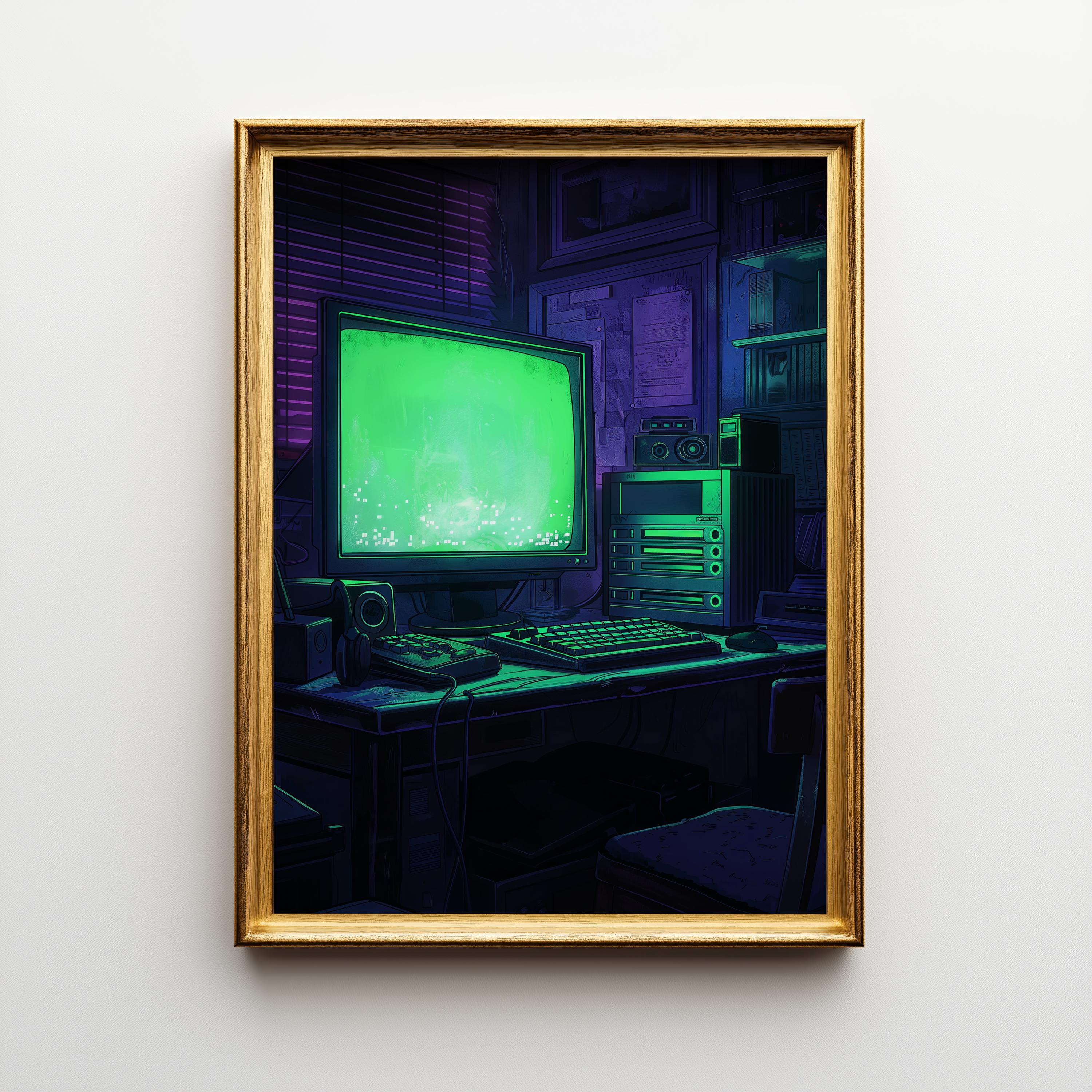 1990s Retro Computer Wall Art Print, Vintage CRT Monitor Poster, Y2K ...
