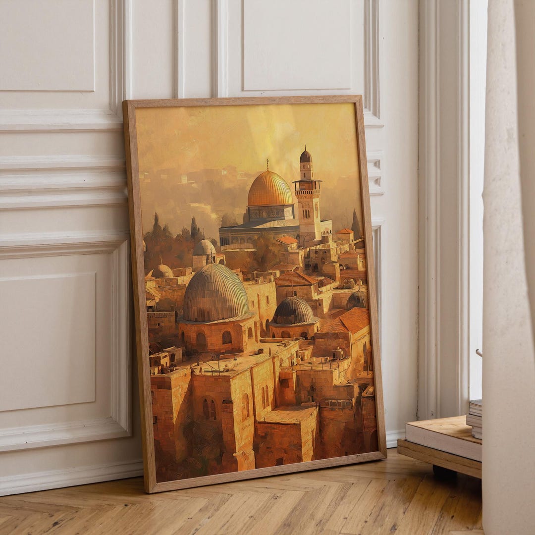 Jerusalem Sunrise Wall Art • Old City Skyline Print • Golden Dome ...