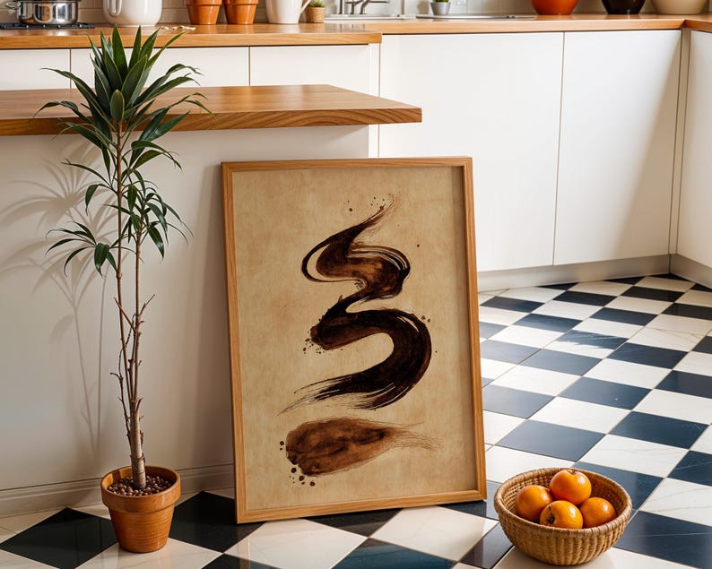 Wabi Sabi Abstract Wall Art Print, Minimalist Zen Brushstroke Poster ...