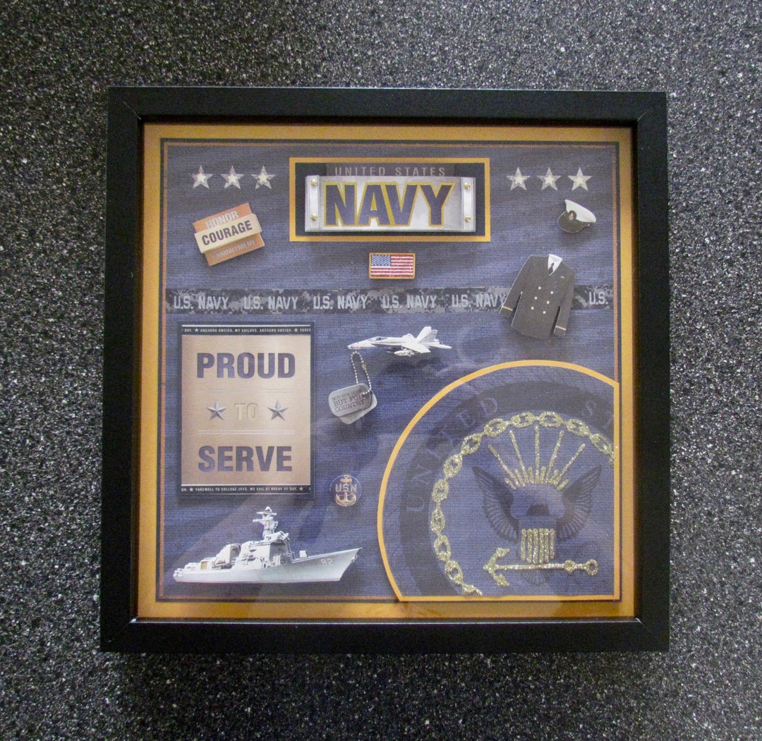 US Navy Shadow Box 12 X 12 Navy Gift US Navy Navy Page - Etsy