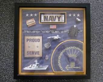 Navy Shadow Box | Etsy