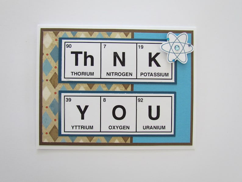 THANK YOU Card Science Chemistry Hand Made Atom - Etsy