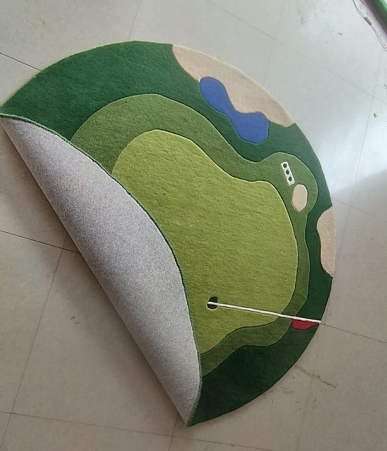 Golf Green Wool Area Rug: Streetwear Game Room Decor (9ftx9ft) - Etsy