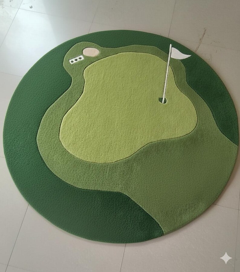 Golf Green Wool Area Rug: Streetwear Game Room Decor (9ftx9ft) - Etsy