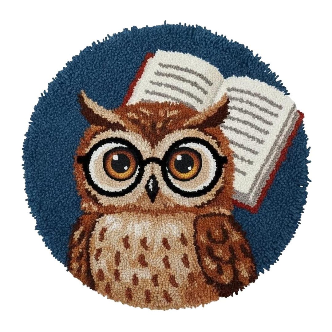 Reading Owl Latch Hook Kits, DIY Round Rug Making Kit, Pre-printed ...