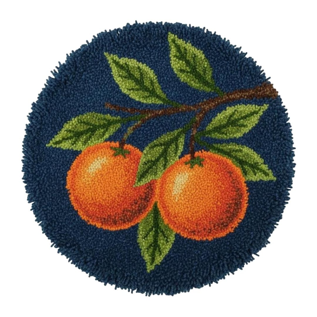 Orange Fruit Branch Latch Hook Kits DIY Rug Making Kit Citrus Kitchen ...