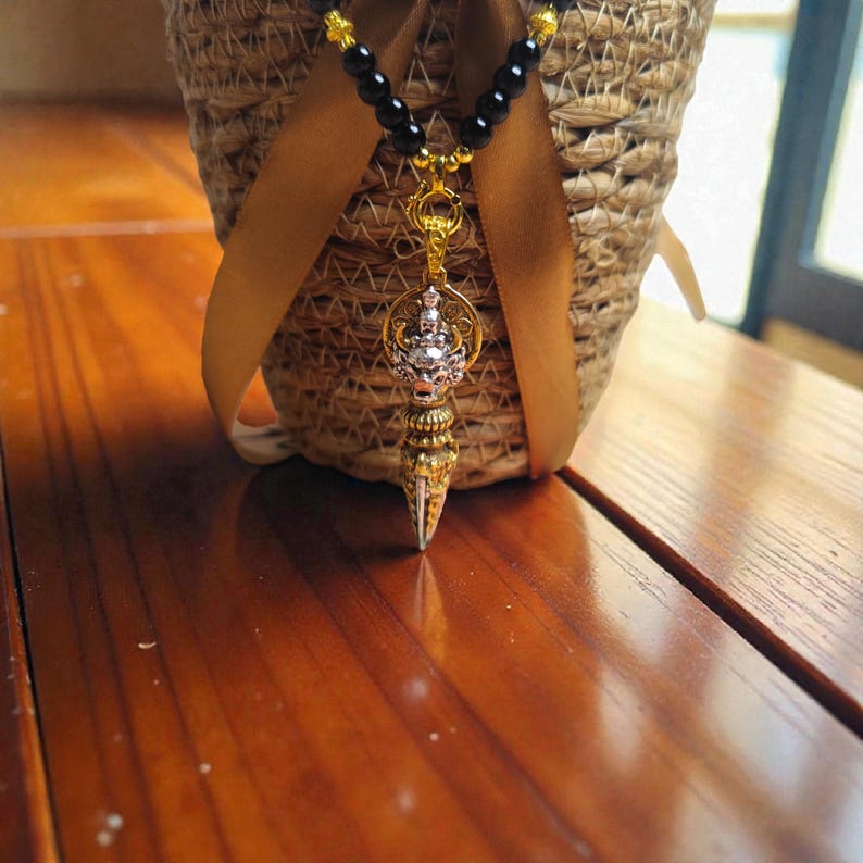 Vajrabhairava Yamantaka Pendant: 925 Silver Buddhist Necklace, Obsidian ...