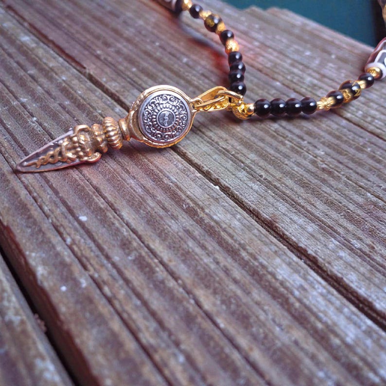 Vajrabhairava Yamantaka Pendant: 925 Silver Buddhist Necklace, Obsidian ...