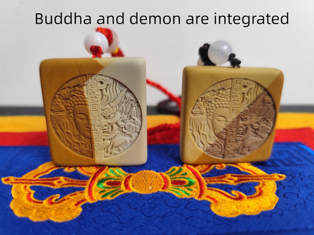 Songhua Stone Buddha Demon Pendant, Hand-carved Amulet, Home Protection ...