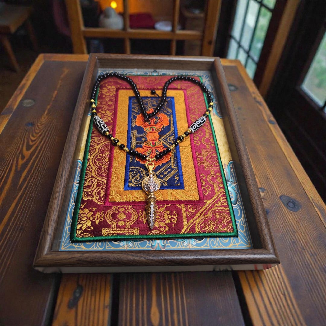 Vajrabhairava Yamantaka Pendant: 925 Silver Buddhist Necklace, Obsidian ...