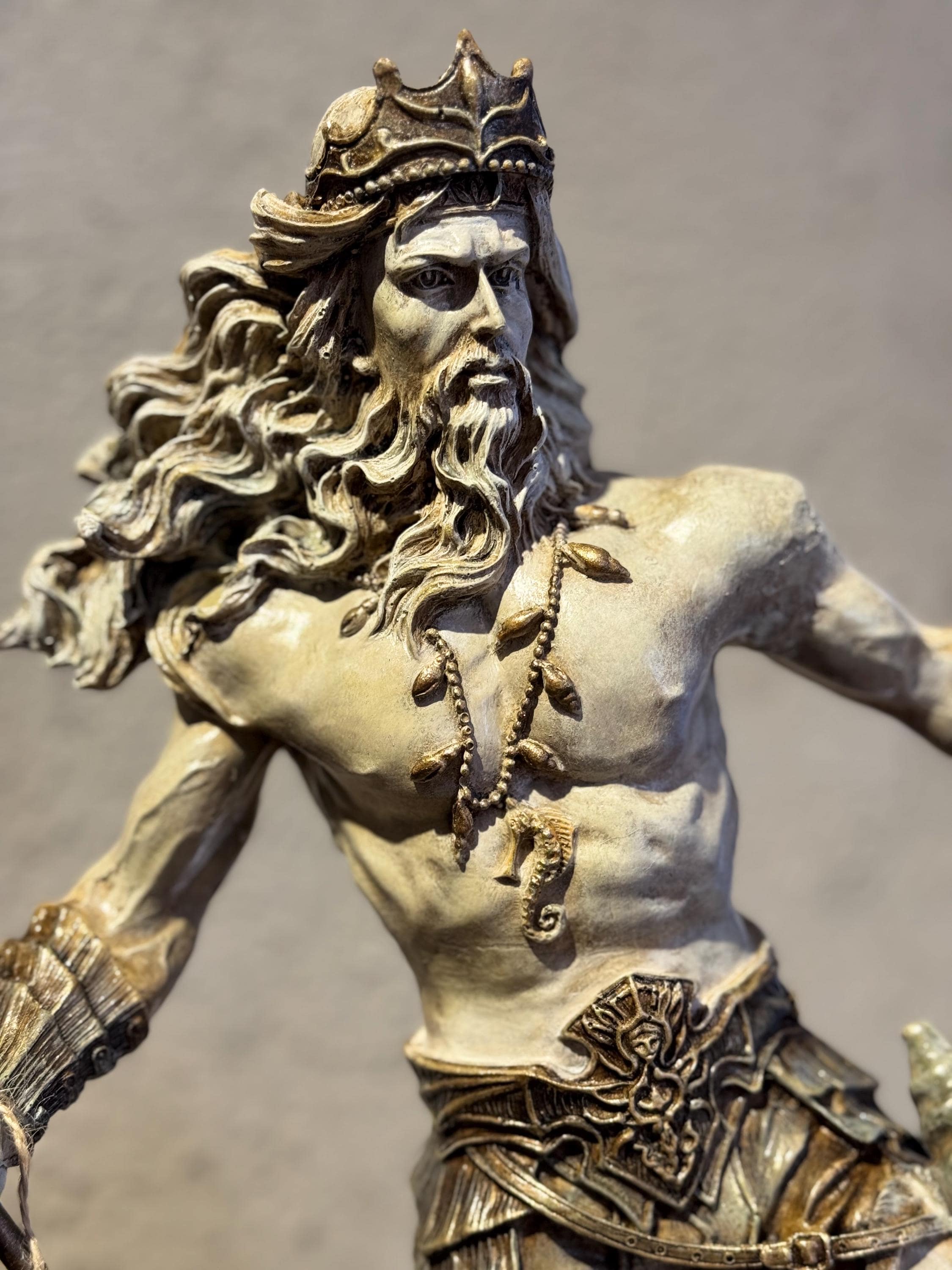 Handmade Poseidon Statue: Bronze Effect Greek Sea God With Trident 45 ...