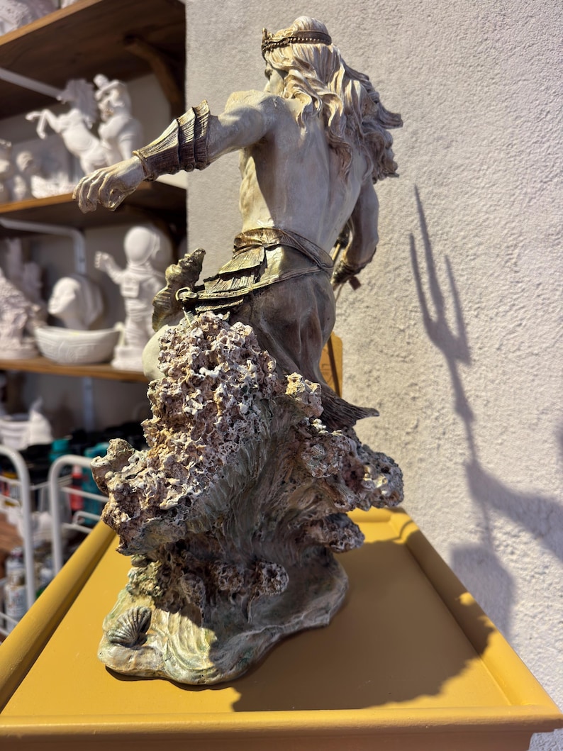 Handmade Poseidon Statue: Bronze Effect Greek Sea God With Trident 45 ...
