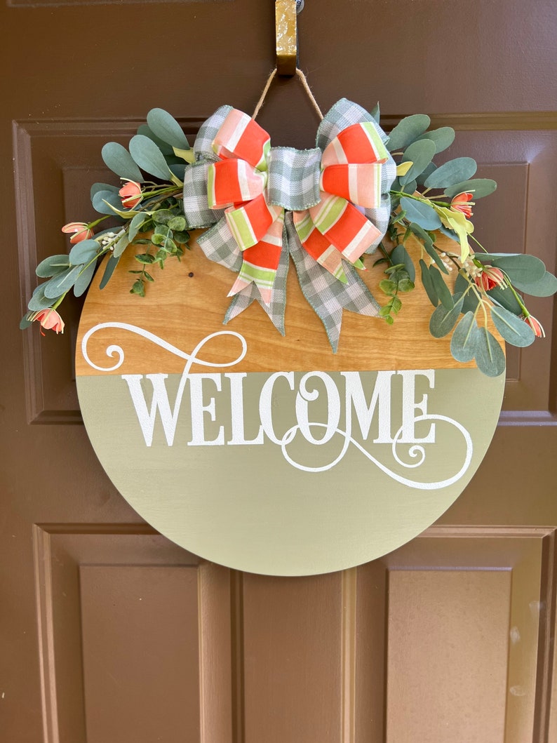 Front Door Welcome Sign/ Welcome Door Hanger/ Front Door Decor/ Year ...