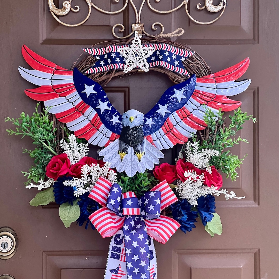 American Eagle Wreath: Patriotic Front Door Decor - Etsy