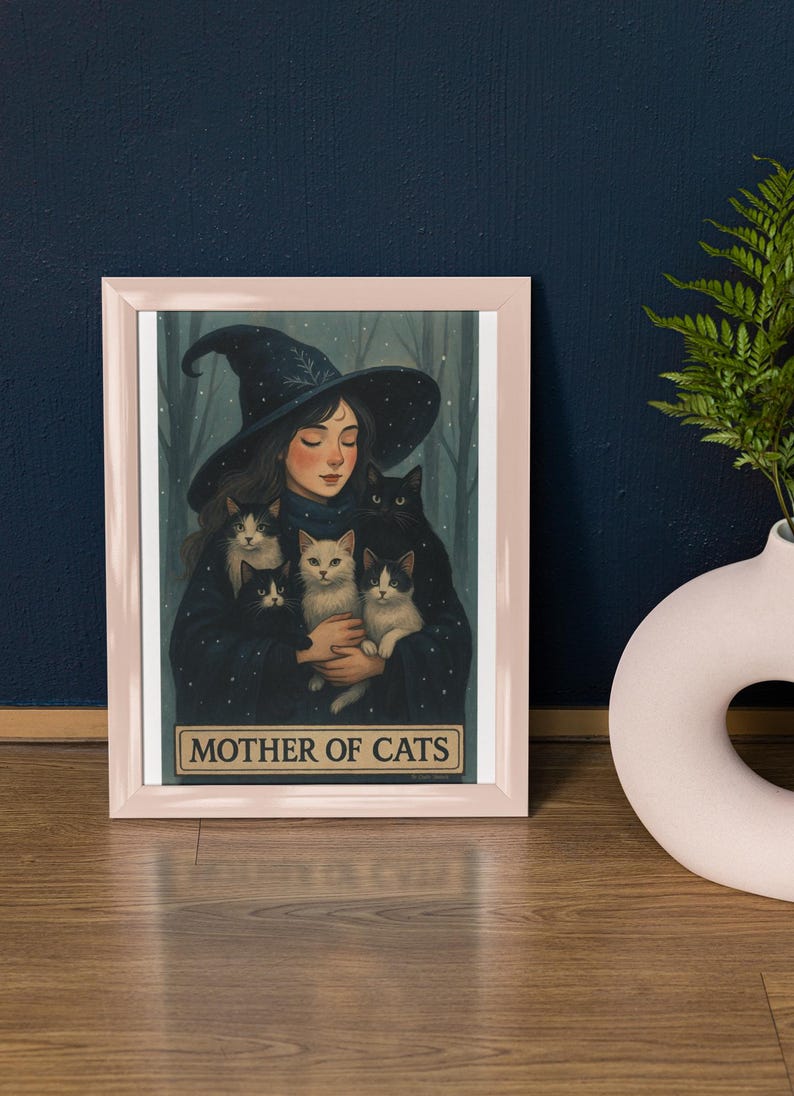 Mother of Cats Poster, Arte de Bruja con Gatos, Póster Gótico Mágico ...