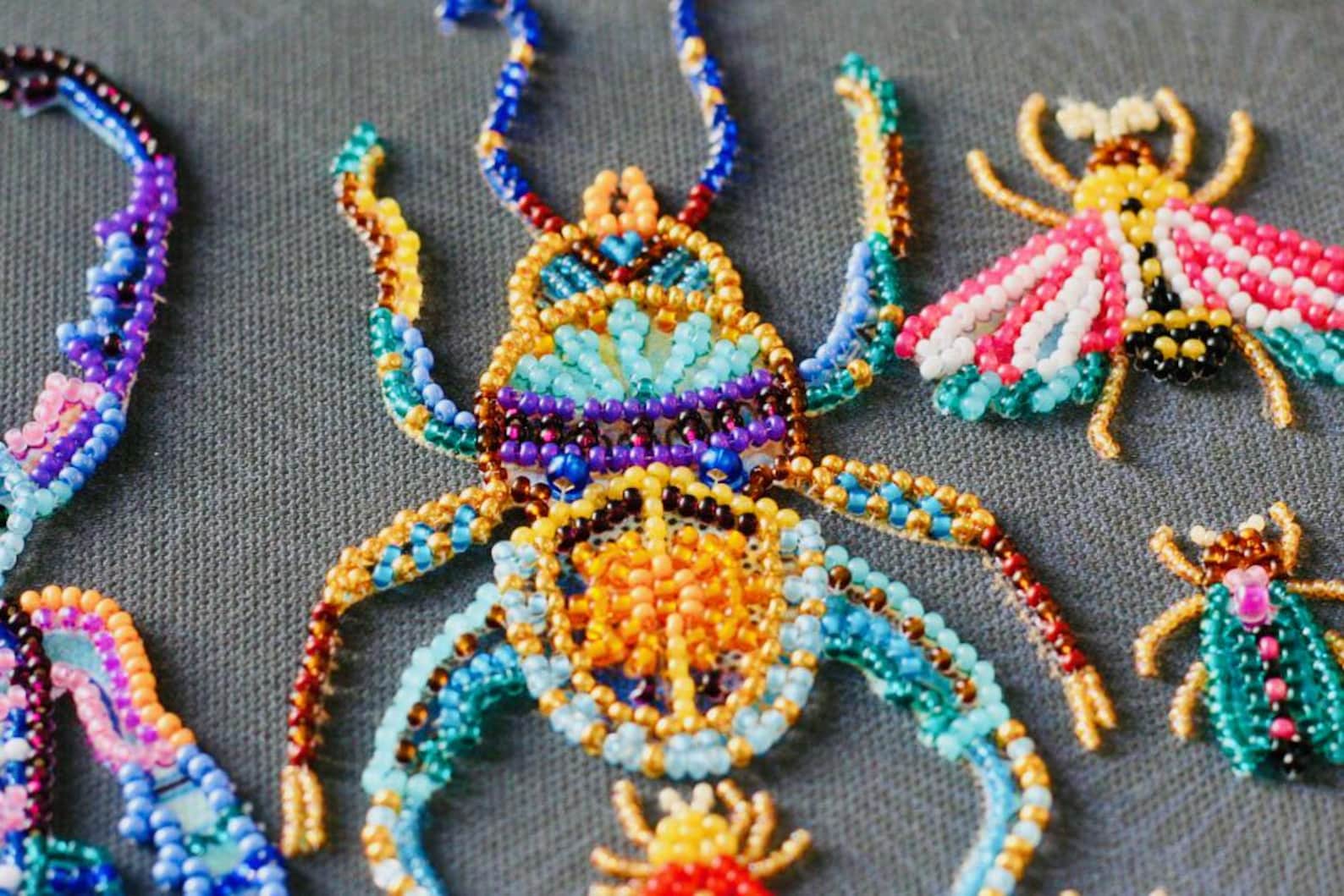 DIY Bead Embroidery Kit With Beetles, 3D Needlepoint Bead Art Set, Easy ...