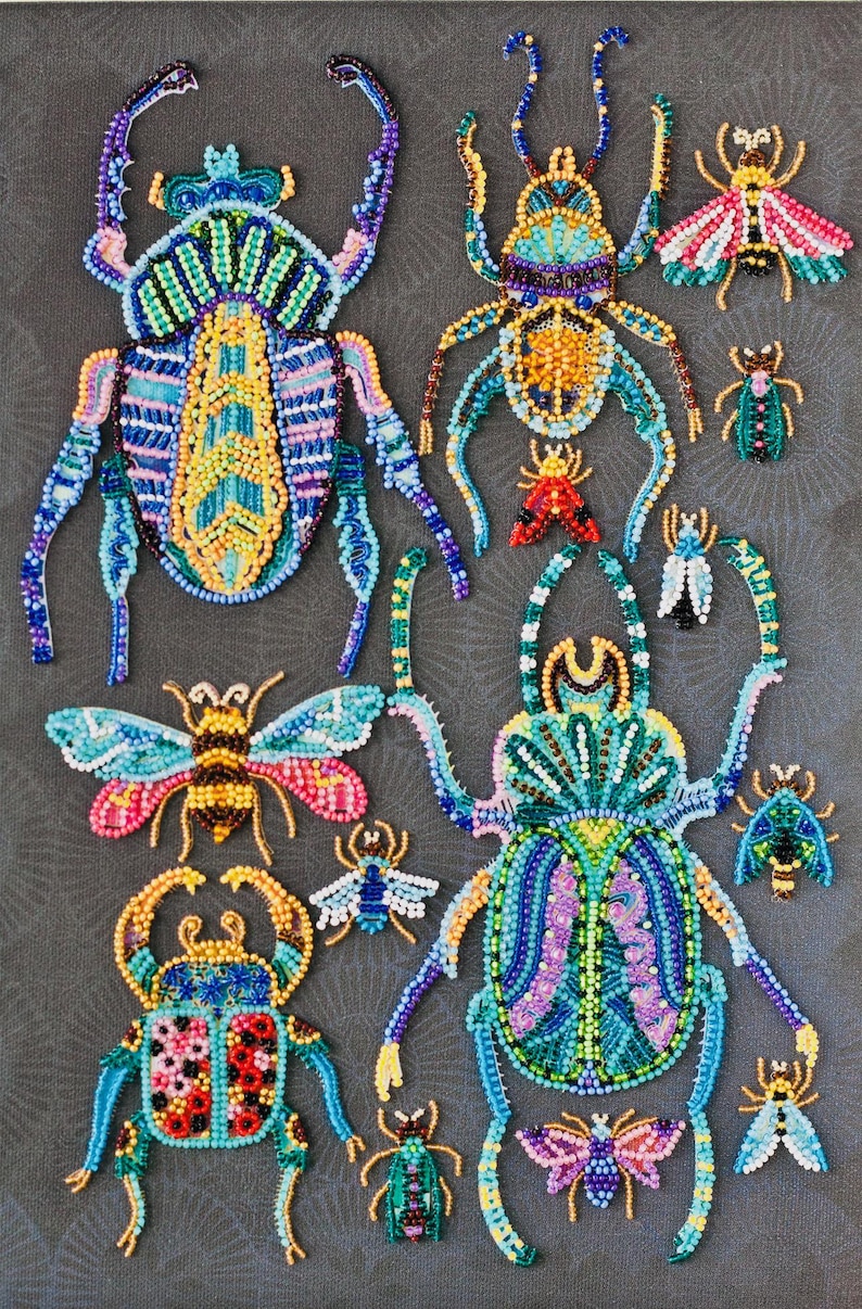 DIY Bead Embroidery Kit With Beetles, 3D Needlepoint Bead Art Set, Easy ...