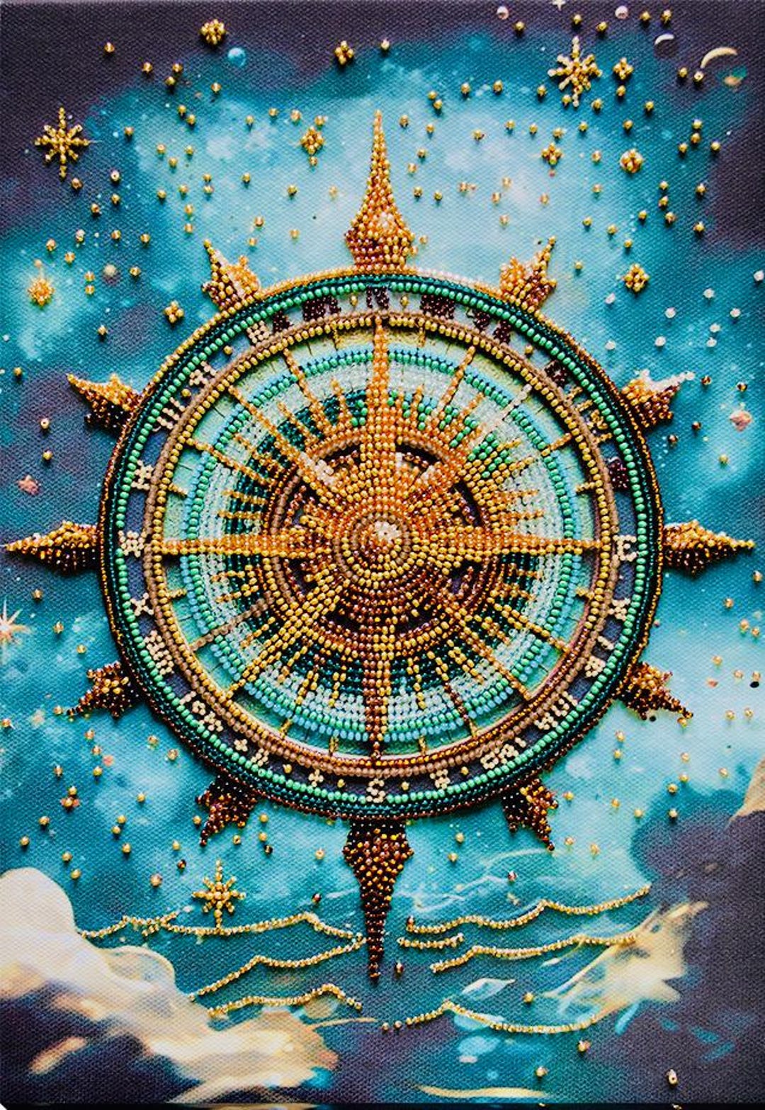 Bead Embroidery Kit Marine Design, DIY Compass Embroidery Craft for ...