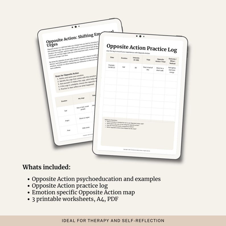 Opposite Action Worksheet | Emotion Regulation Skills | DBT Inspired ...