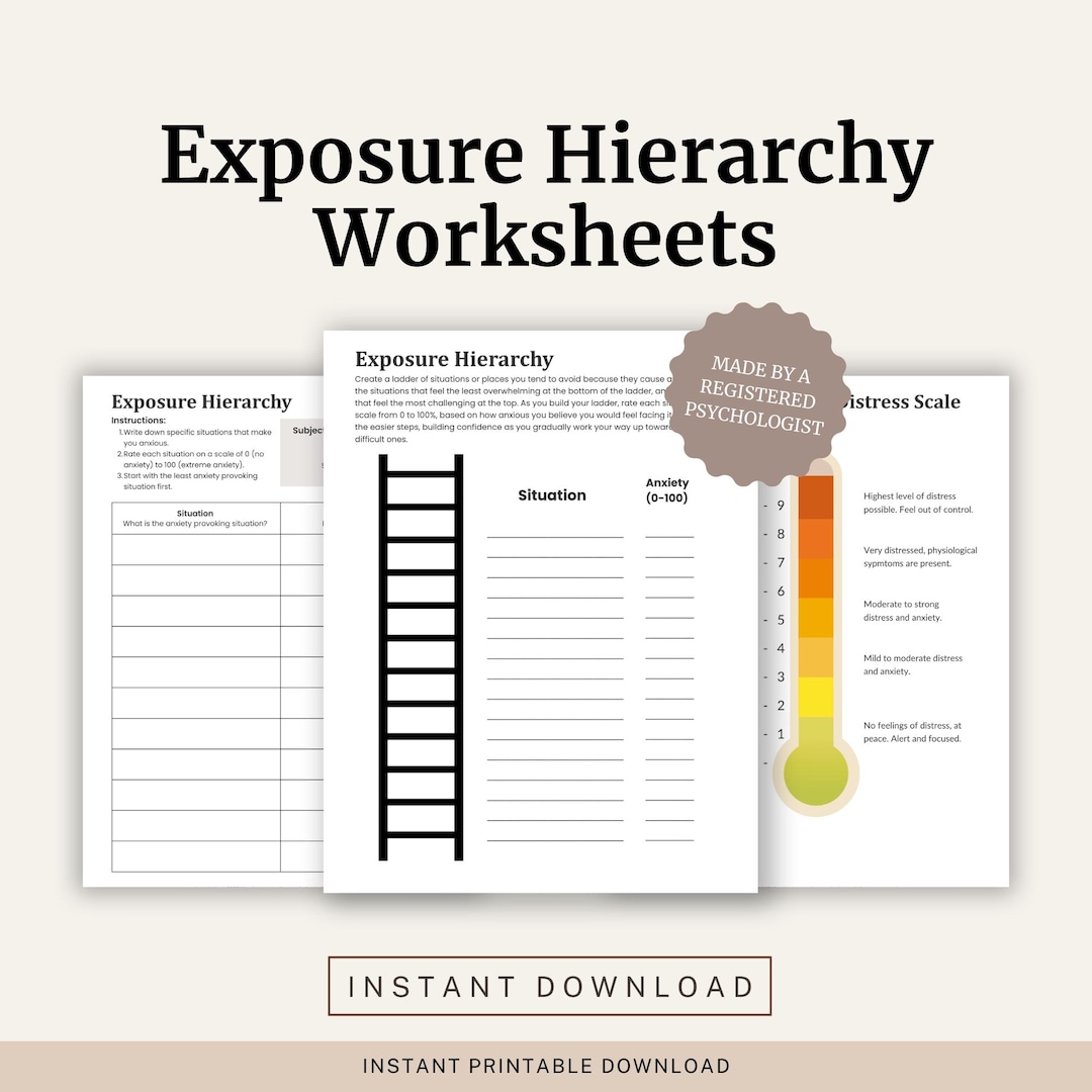 Exposure Hierarchy Worksheets | CBT Graded Exposure Tool for Anxiety ...