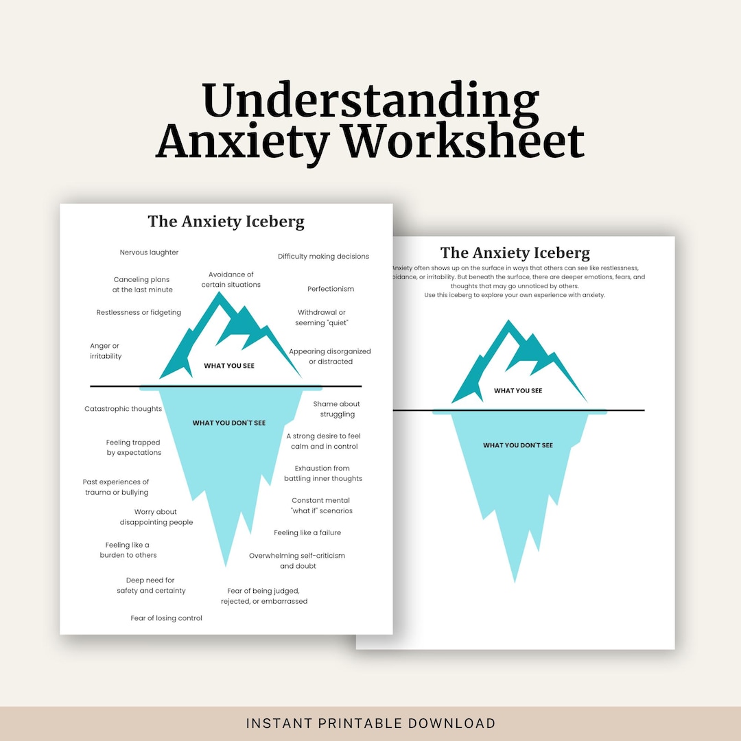 Anxiety Iceberg Worksheet (printable PDF) - Etsy