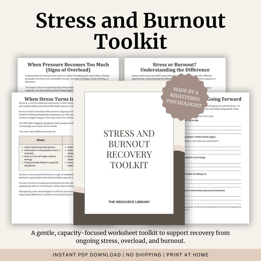 Burnout Recovery Toolkit | Stress Management Worksheets (printable PDF ...