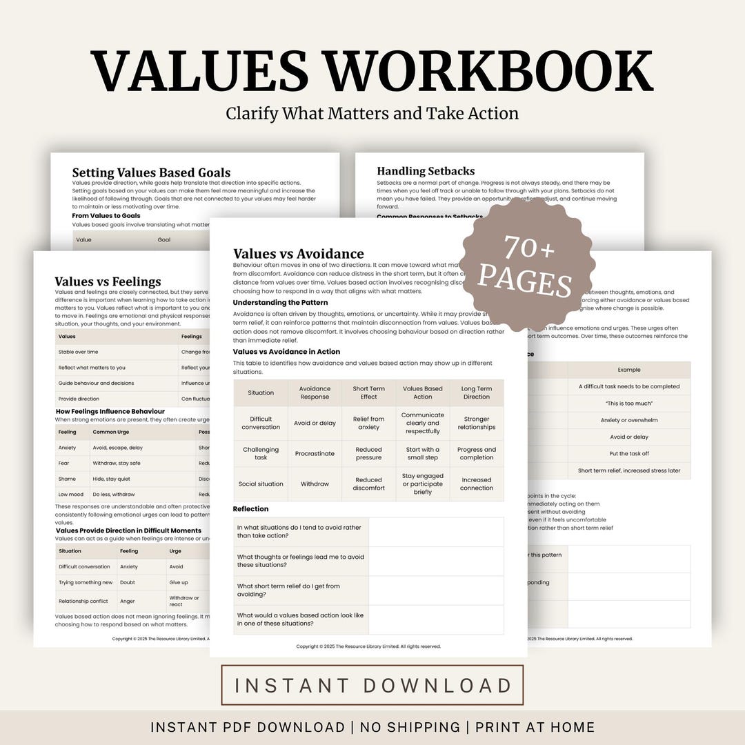 Values Workbook | Find Your Purpose & Build a Meaningful Life | CBT ...