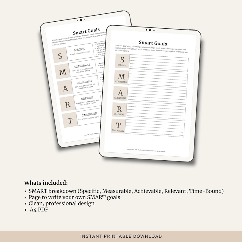 SMART Goals Worksheet | Printable Goal Setting Template (PDF) - Etsy