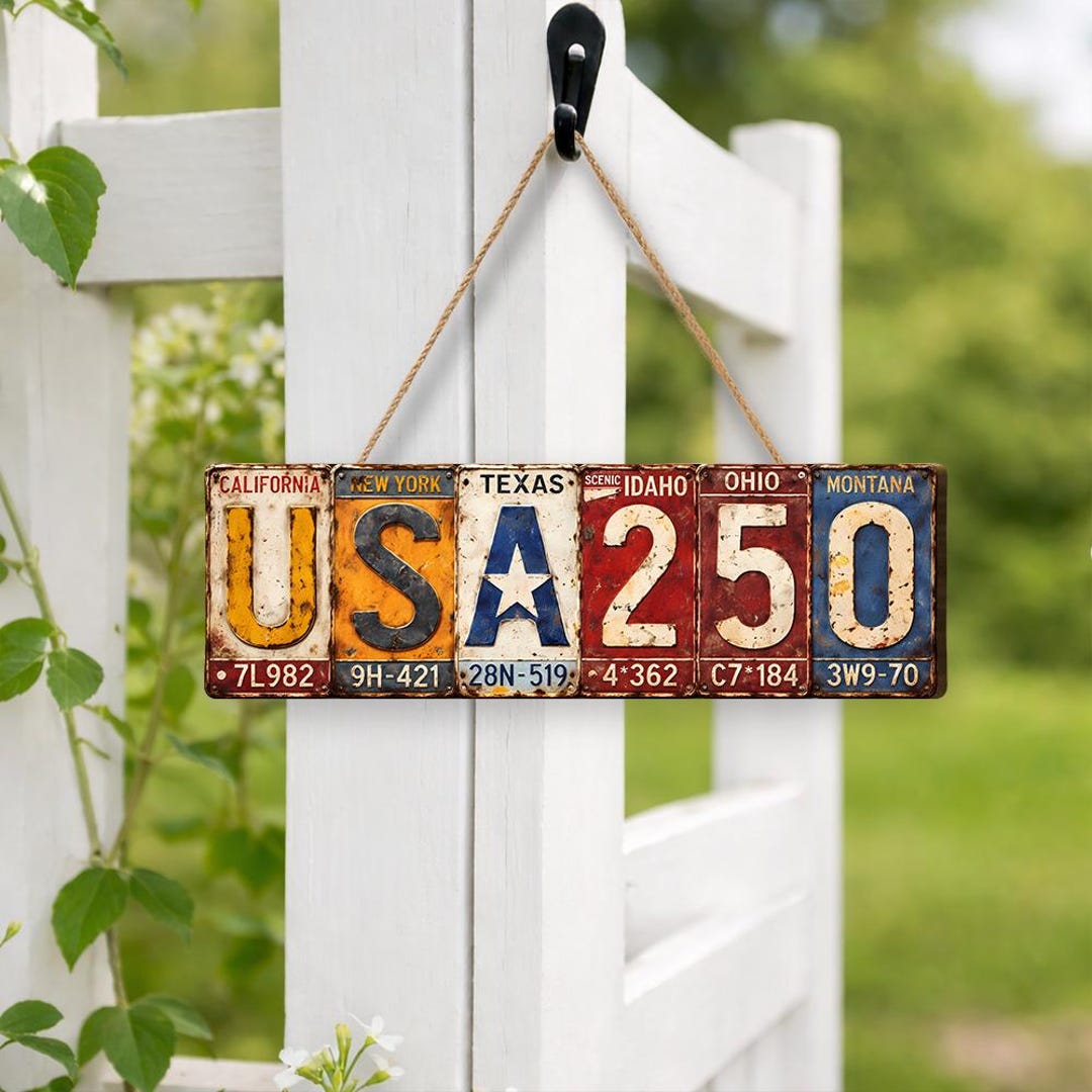 USA 250th Anniversary Wooden Door Sign, Semiquincentennial Vintage ...