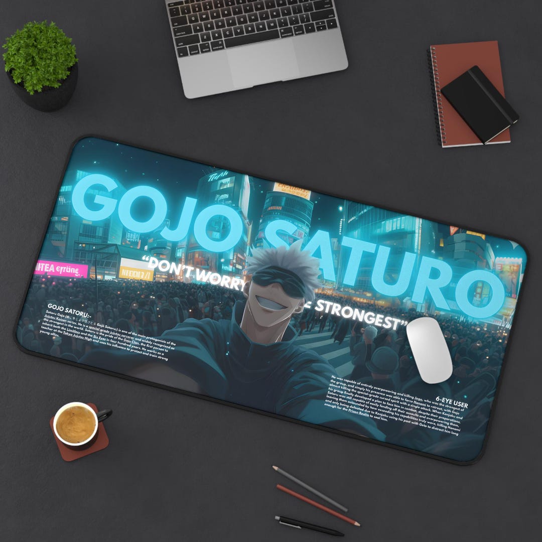 Gojo Satoru Anime Desk Mat | Lofi Blue Gaming Mousepad | Kawaii Jujutsu ...