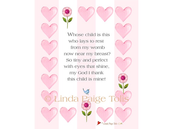 Printable New Baby Girl Birth Poem Digital Print | Etsy