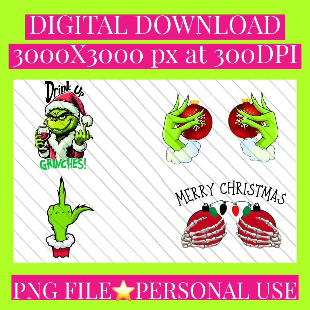 Custom Grandpa Grinch Christmas PNG: Blue & Pink Kids Name (digital ...