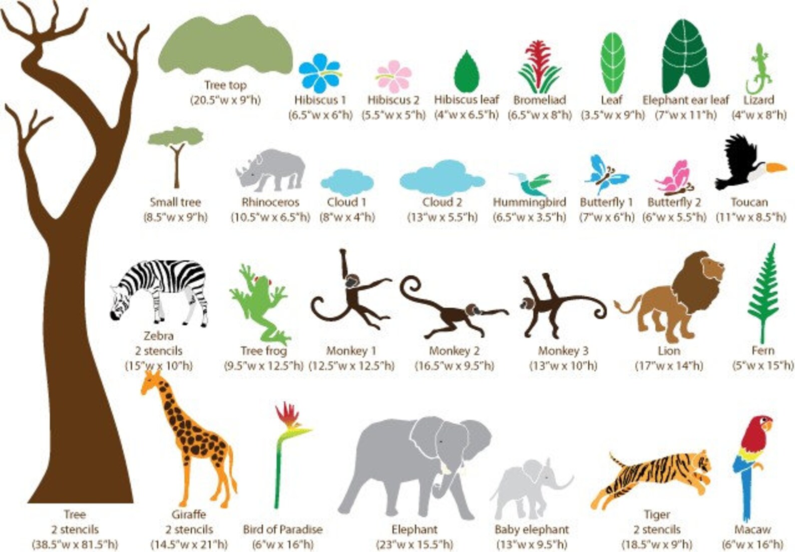 Jungle Wall Mural Stencil Kit for Baby Nursery Wall Mural | Etsy