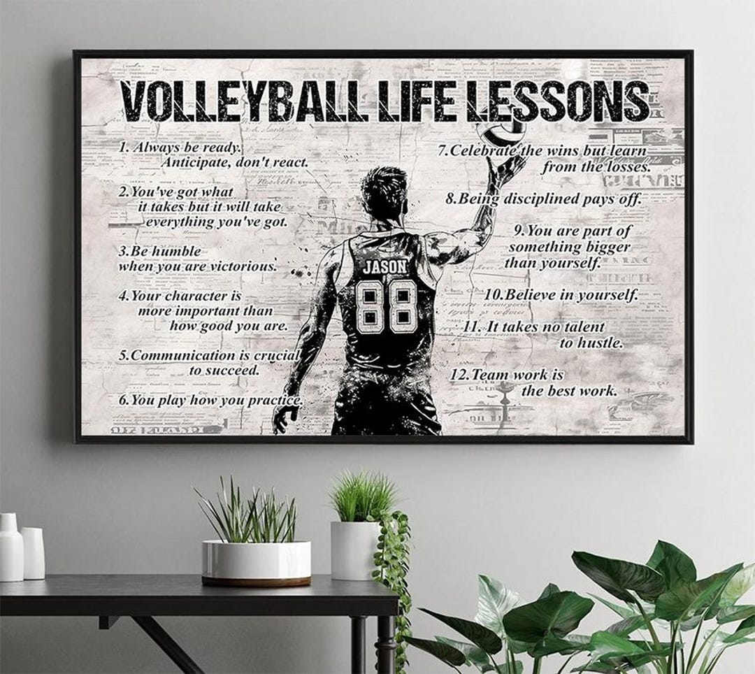 Volleyball Life Lessons Boy, Personalized Motivational Poster ...