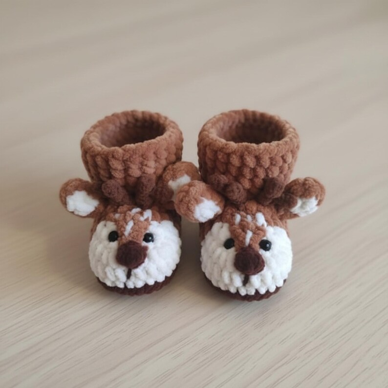 6 Baby Animals Crochet Shoes Pattern PDF, Unicorn Reindeer Fox Booties ...