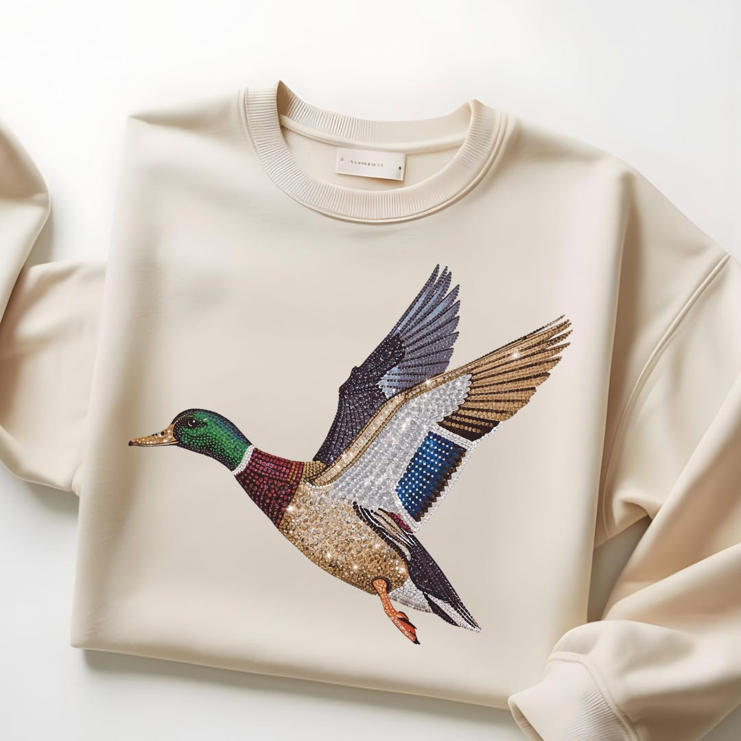 Rhinestone Mallard Duck PNG – Sparkling Wild Duck Heat Transfer Design ...