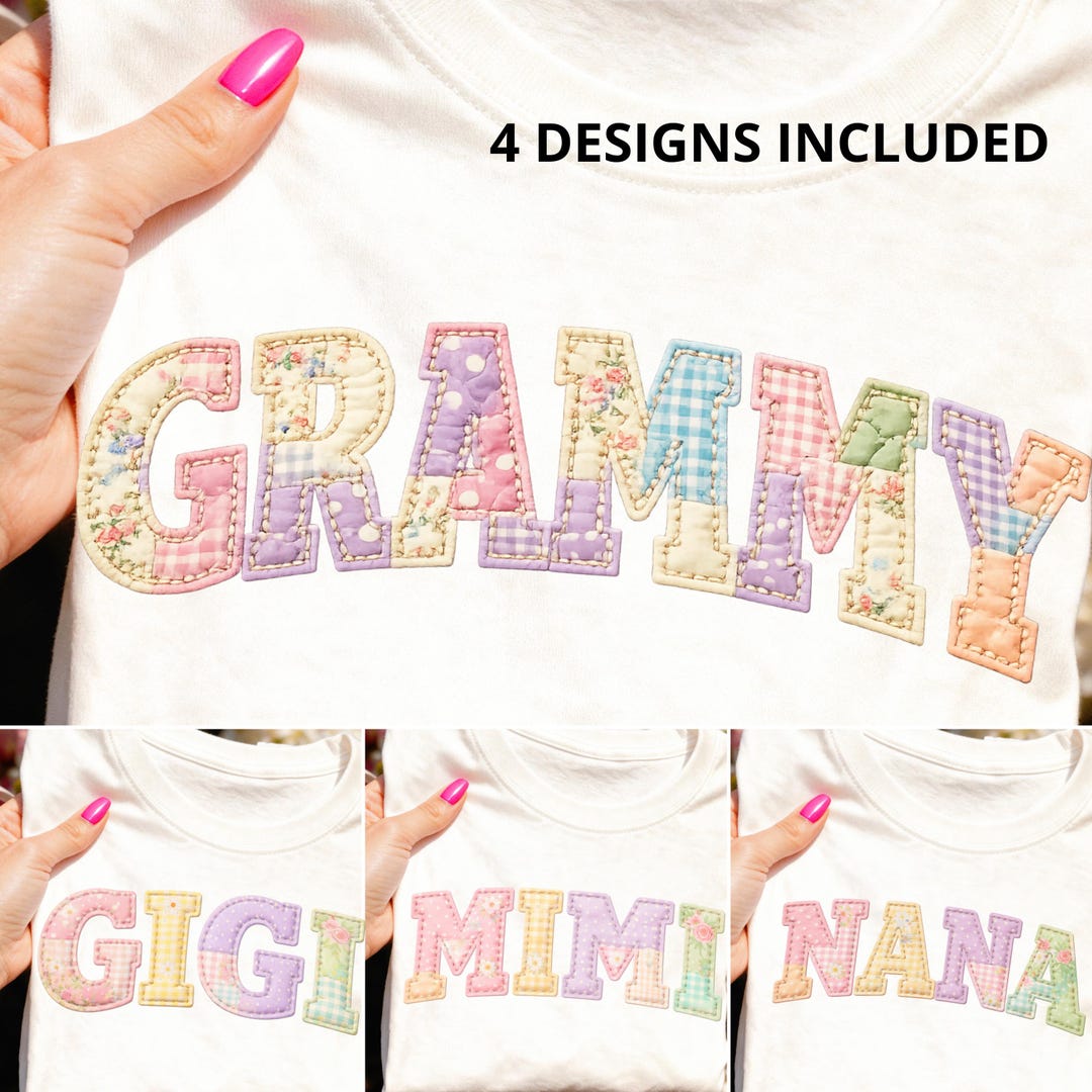Grandma Names Bundle PNG, Nana Mimi Gigi Grammy Patchwork Designs ...