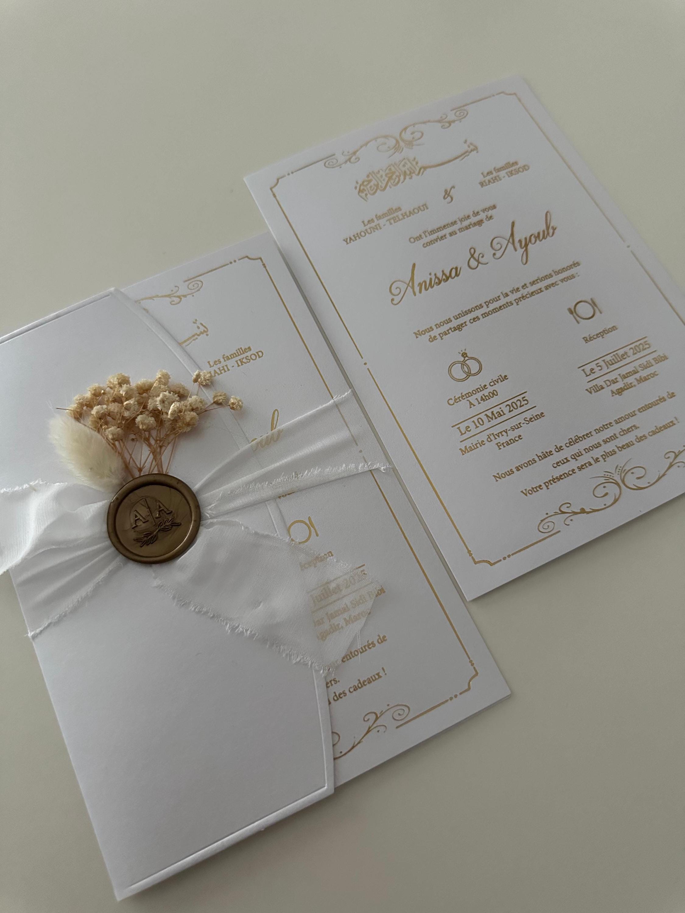 Personalized White Envelope Luxury Wedding Invitations: Gold Gilding ...