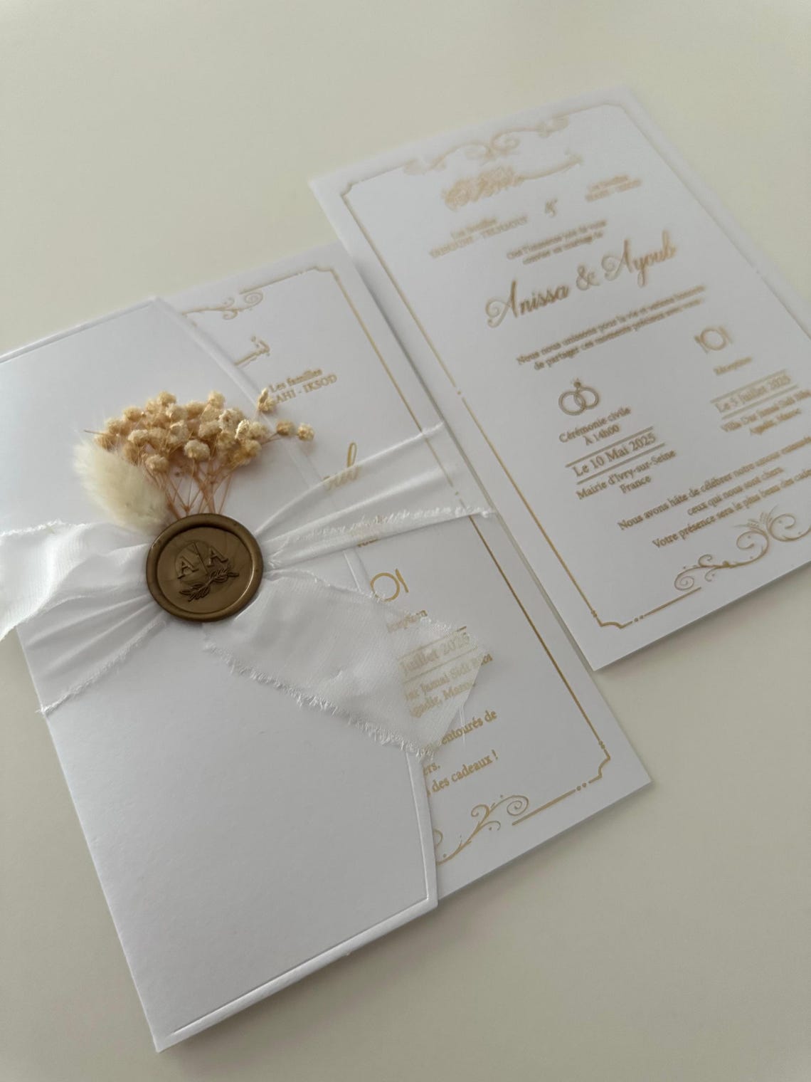 Personalized White Envelope Luxury Wedding Invitations: Gold Gilding ...