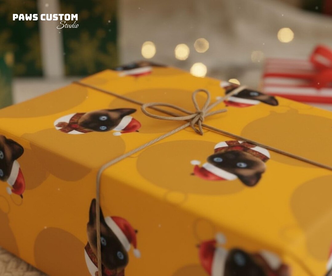 Custom Christmas Pet Wrapping Paper Personalized With Your Dog or Cat ...