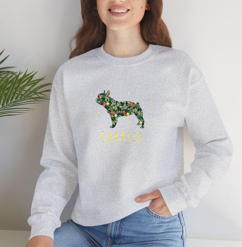 Custom Embroidered French Bulldog Christmas Sweatshirt | Frenchie Mom ...
