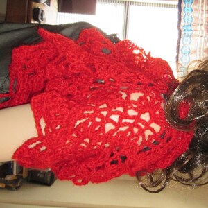 Shrug Red Color Sequined Bridal Party Evening Wear Lacy Crocheted Wool ...