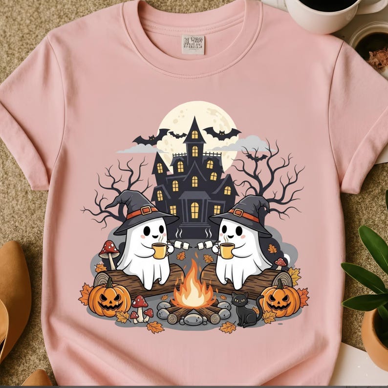 Fall Spooky Season Ghosts PNG, Cute Halloween Campfire , Witch Hat ...