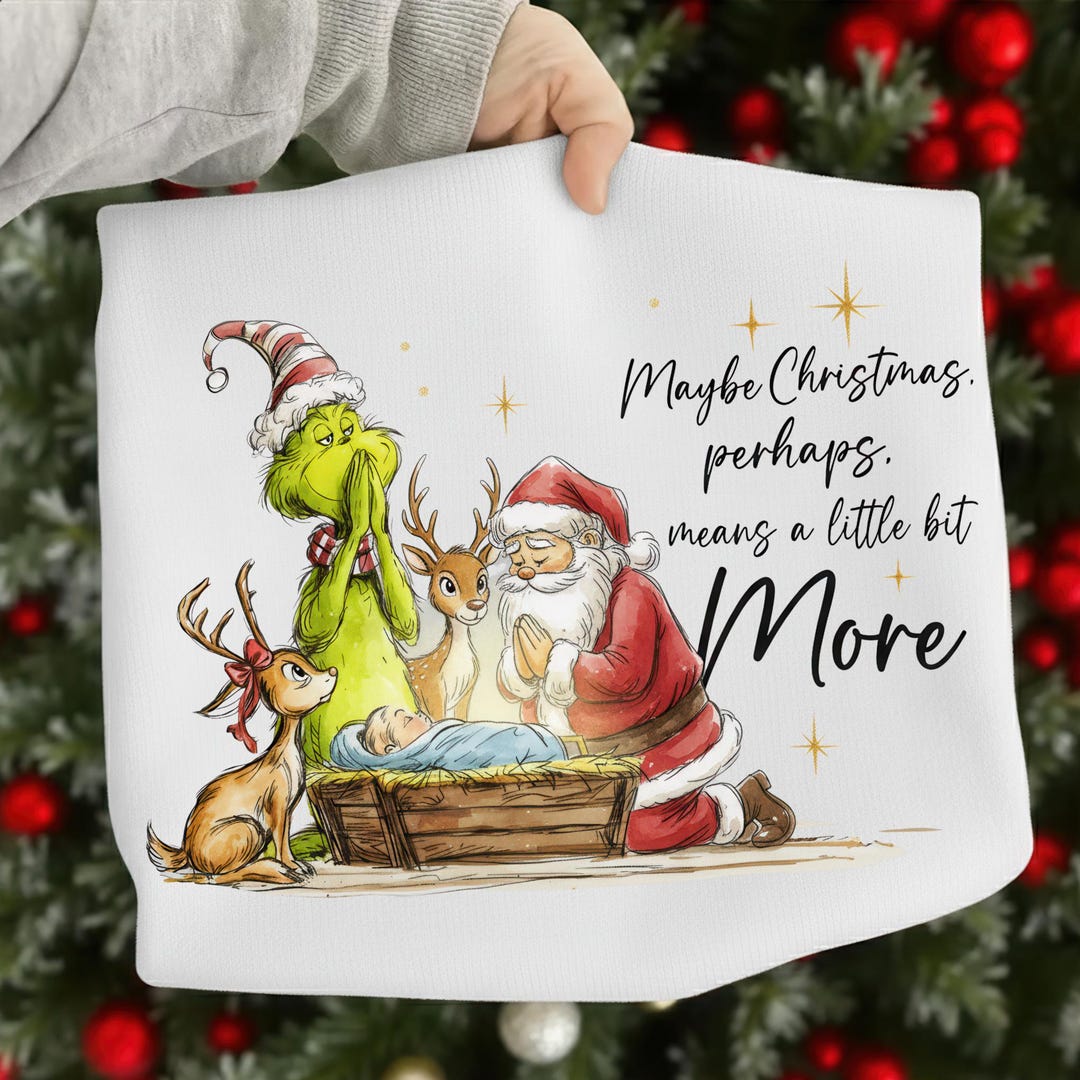 Grinch Santa Nativity PNG, Christian Christmas PNG, Baby Jesus Manger ...