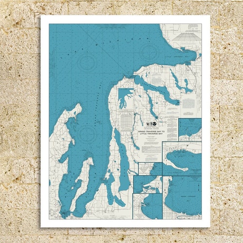 Grand Traverse Bay to Little Traverse Bay Map 1896 Nautical - Etsy